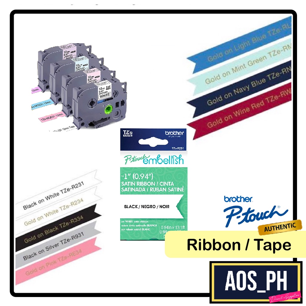 Authentic Brother P-Touch Embellish Print Satin Ribbon Refill Tape ...