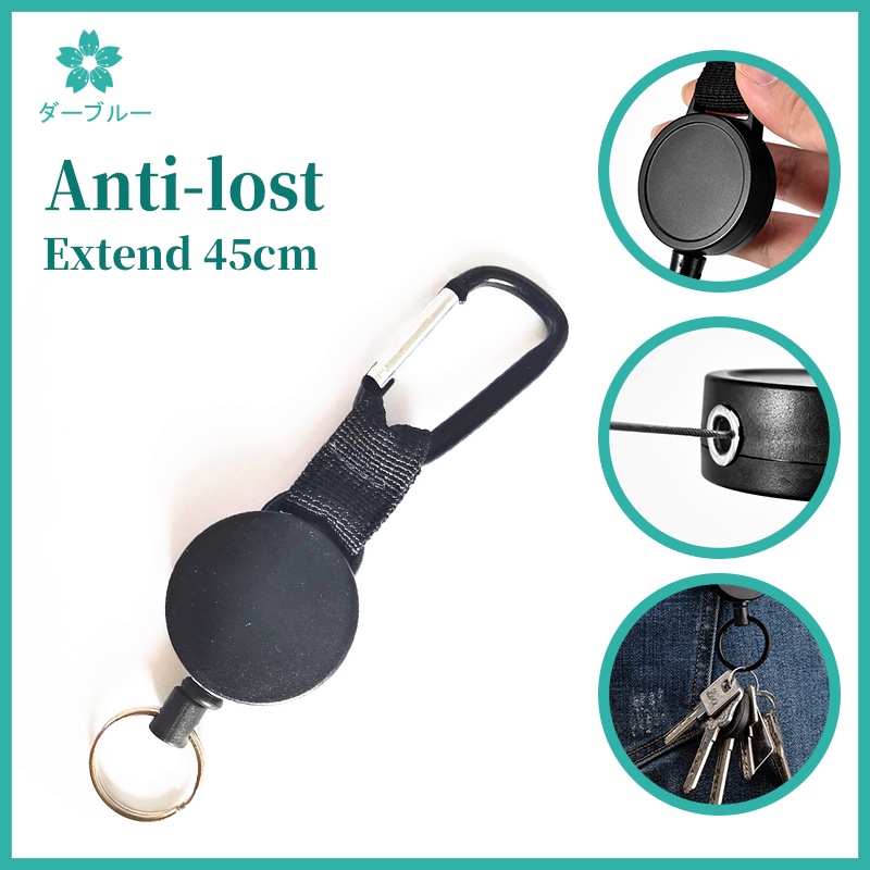 80cm Retractable Key Chain Badge Holder Reel with Steel Wire Cord and ...