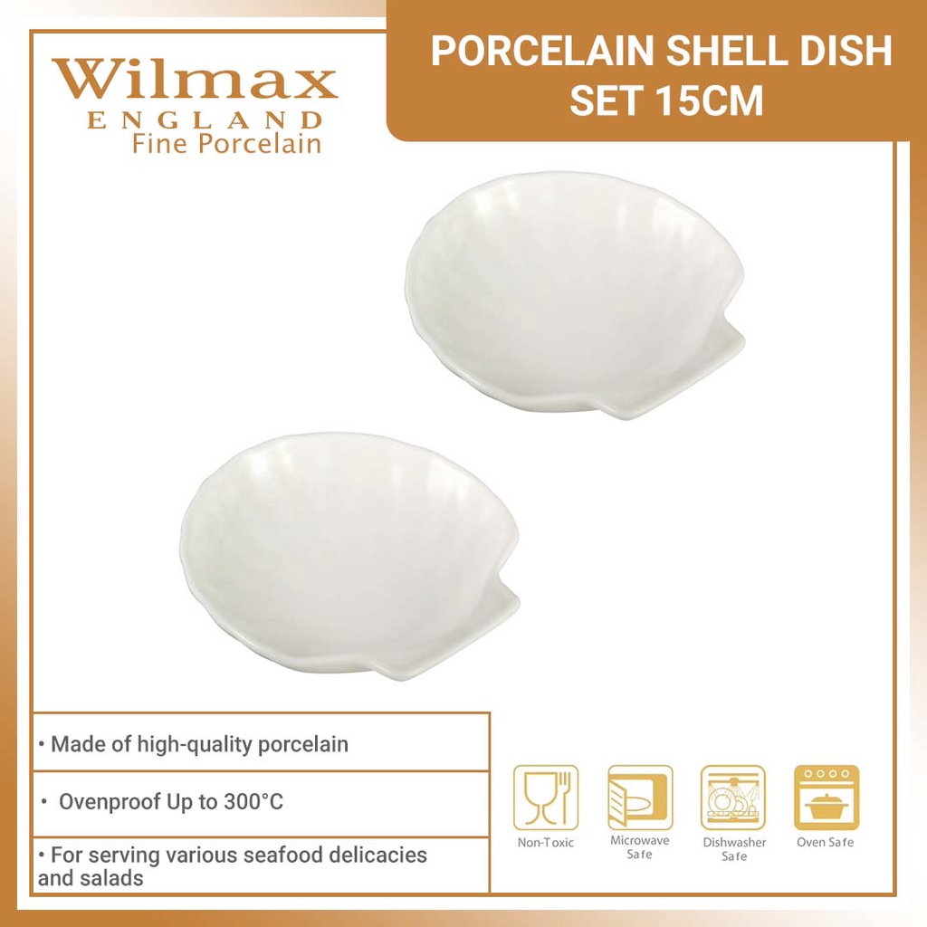 Wilmax England Porcelain Shell Dish 6 inches / 15 cm Dip Dish Dessert ...