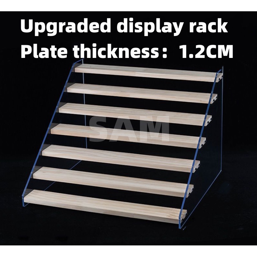 Solid wood display ladder Acrylic stand Transparent handmade model base ...