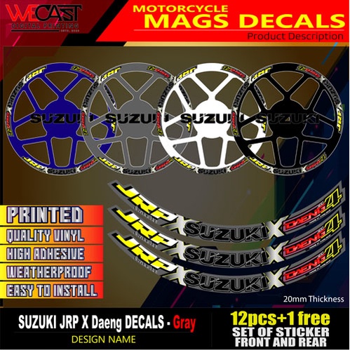 SUZUKI JRP X DAENG MOTORCYCLE RIM DECALS GOOD RO 2 RIMS (REAR AND FRONT ...