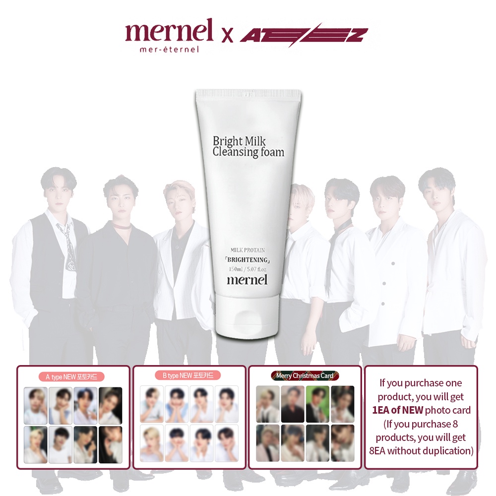 Ateez x mernel Bright Milk Cleansing Foam 150ML | A or B card gift ...