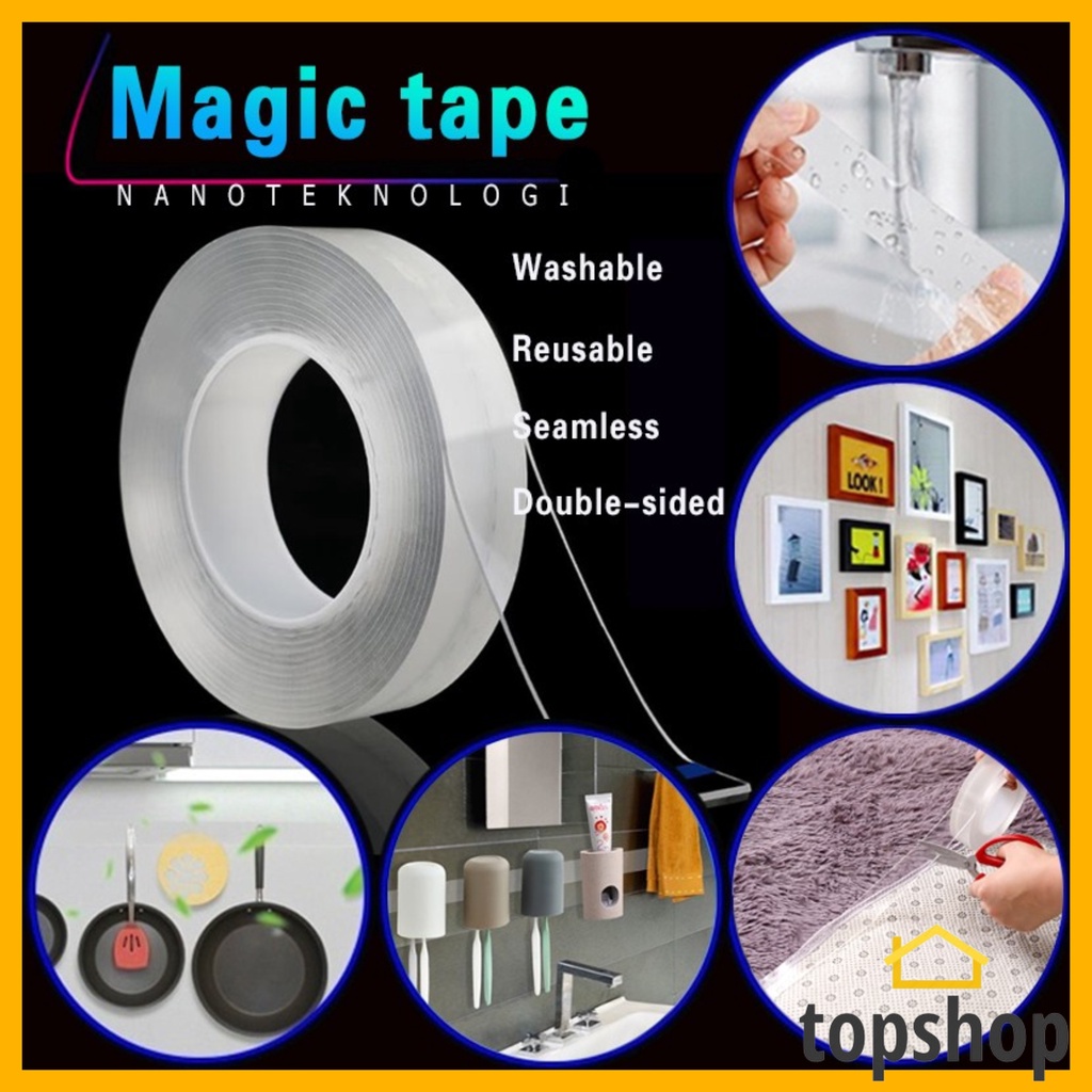 TOPSHOP 5M 3M 1M Clear Multifunction Nano Tape Strongly Sticky Double ...
