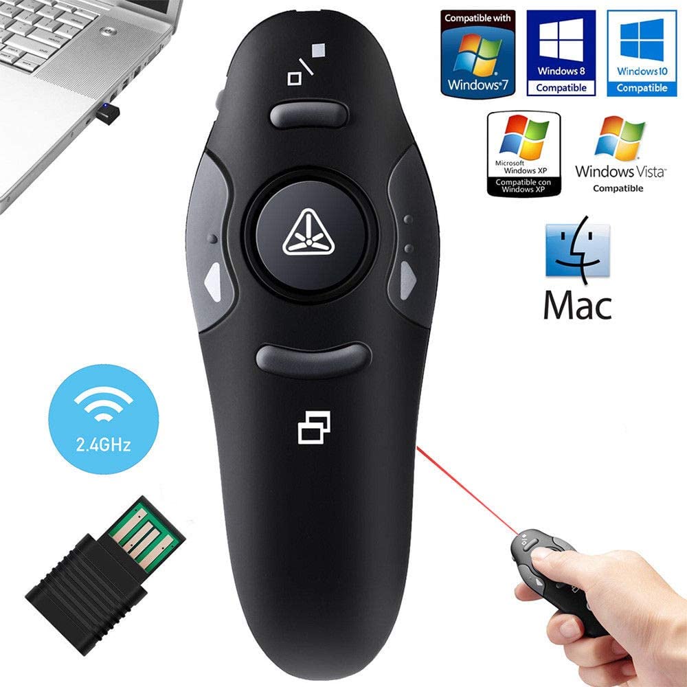 PPT Clicker, Laser Pointer RF 2.4GHz Presenter Remote Google Slide ...
