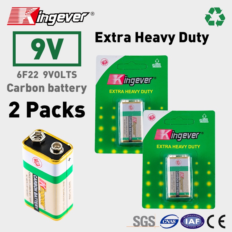 Kingever 100% Original 9V 6F22 1pcs/Pack Extra Heavy Duty Battery Metal-cased Series | Shopee ...