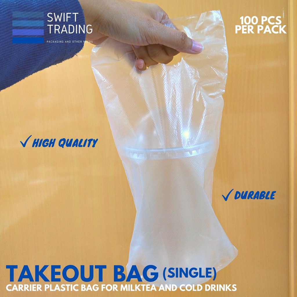 Plastic Carrier Bag - Take Out Plastic Bag for Milk Tea [Single or ...