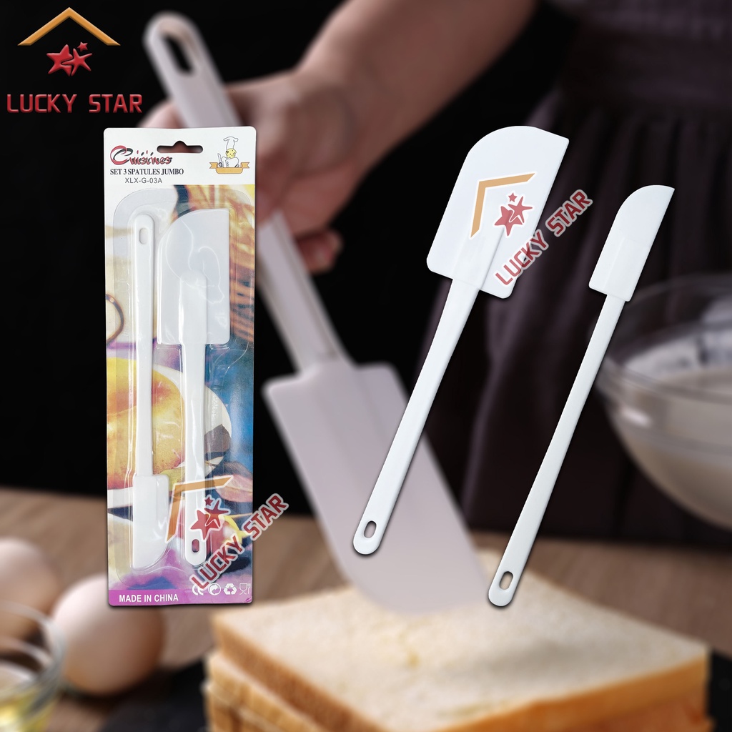 2 in 1 Set White Rubber Spatula Silicone Baking flipper turner ...