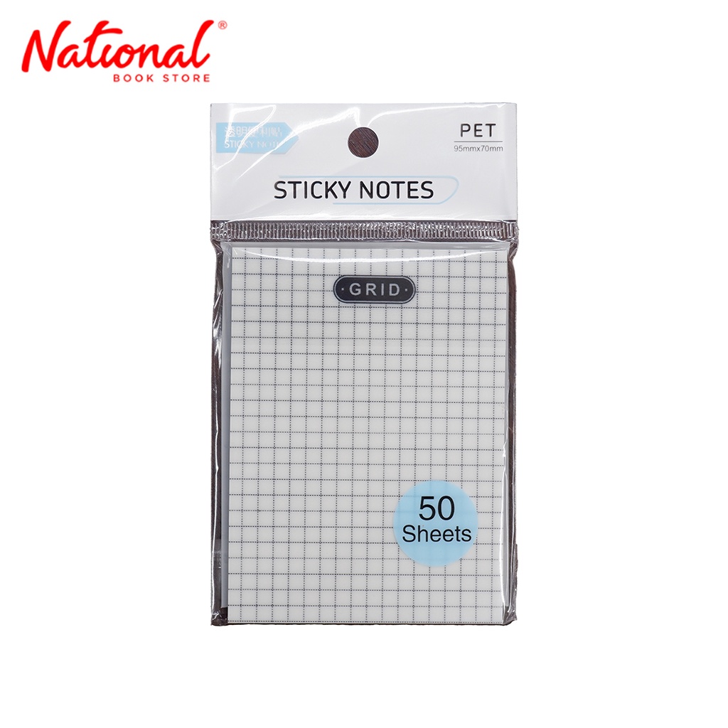Sticky Notes 3.7x2.7 inches 50's Transparent Grid Clear - School ...