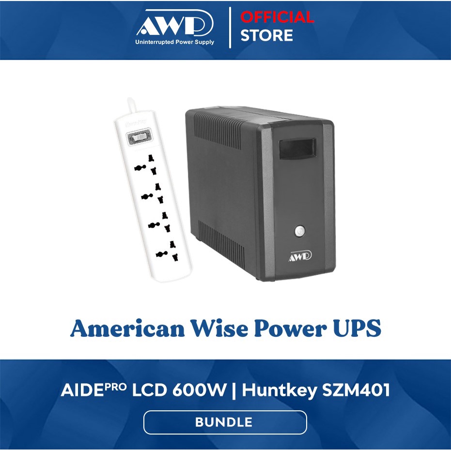 AWP Bundle,Aide Pro LCD 600W-1000VA UPS and Huntkey SZM401 4 Sockets ...