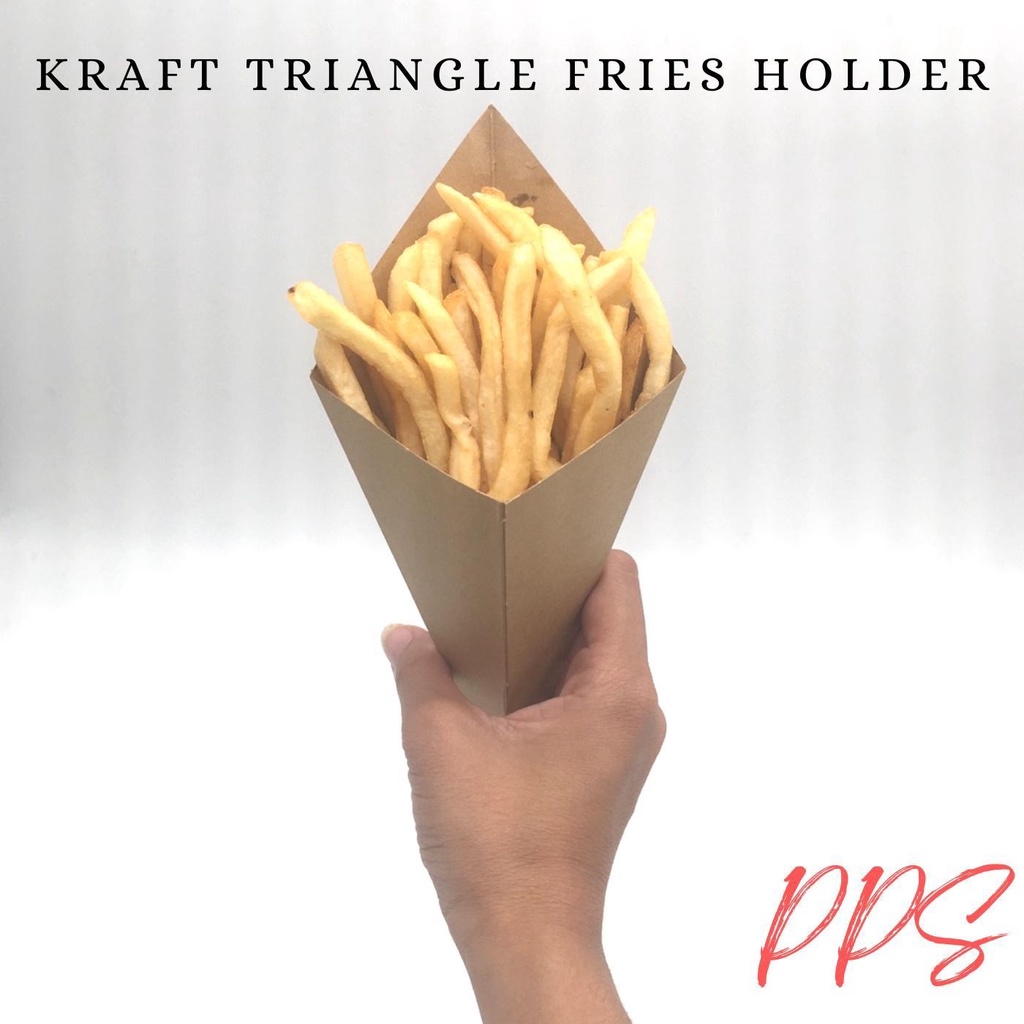 50pcs Kraft Triangle Fries Holder | Shopee Philippines