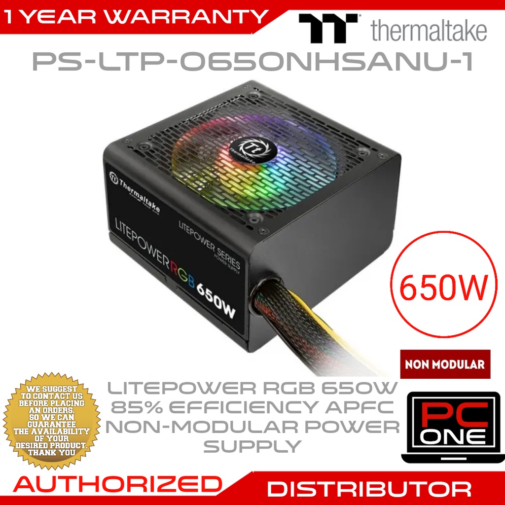 Thermaltake PS-LTP-0650NHSANU-1 Litepower RGB 650W 85% Efficiency APFC ...