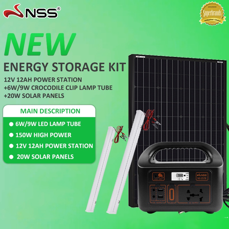 Nss solar power staion and and solar panel and 12V Led Light | Shopee ...