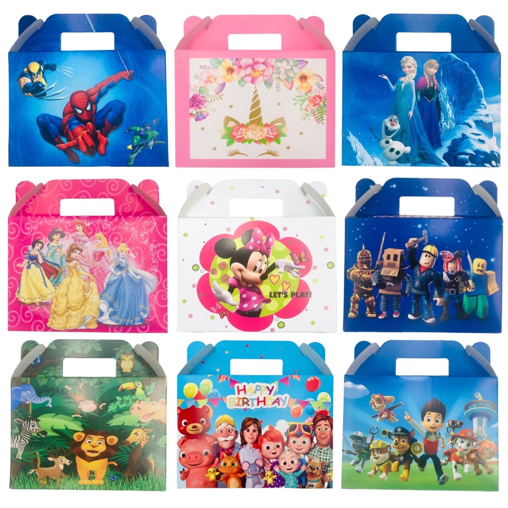 6Pcs/pack Cartoon Party Decoration loot Box Gift Boxes Happy Birthday ...