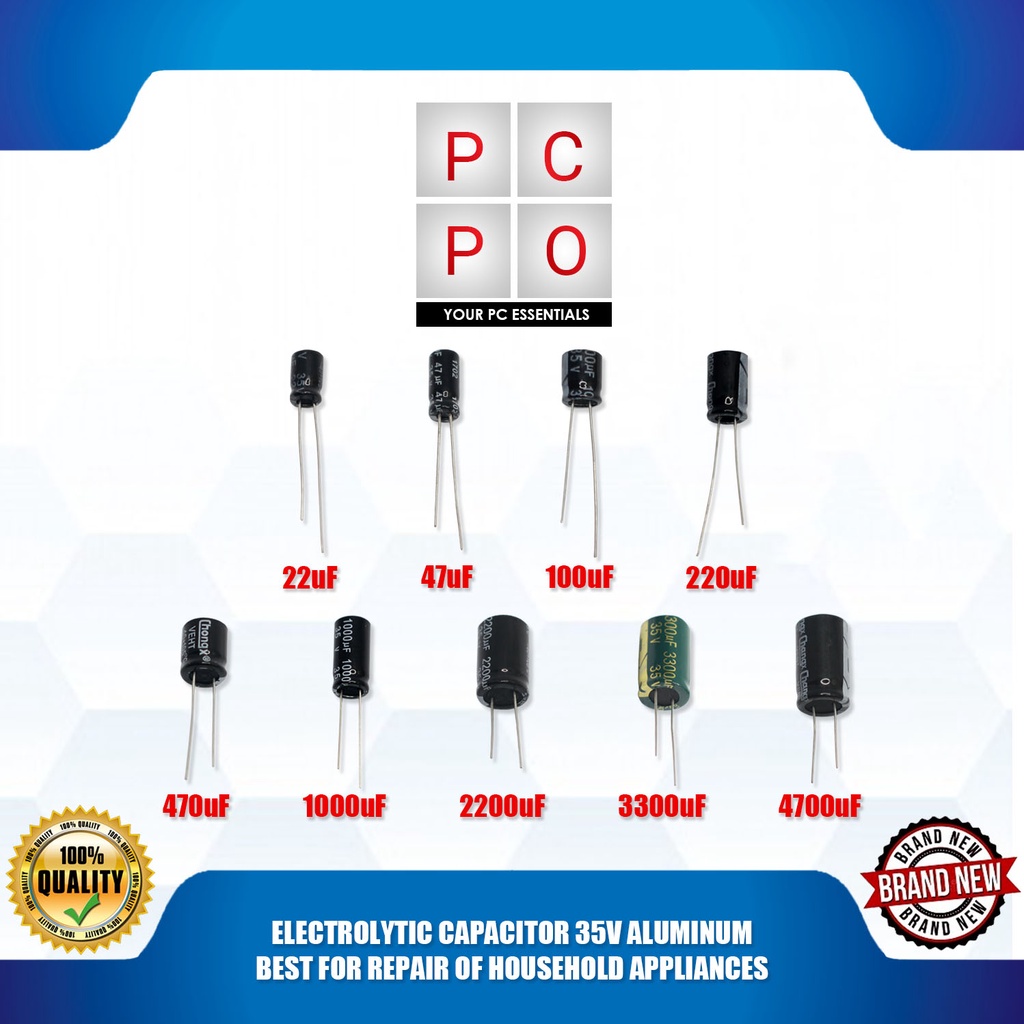 ELECTROLYTIC CAPACITOR 35V ALUMINUM, BEST FOR REPAIR OF HOUSEHOLD APPLIANCES | Shopee Philippines