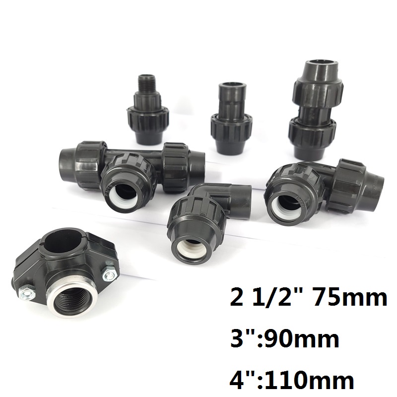 PE Compression Fittings 2 1/2" 75mm 3" 90mm 4"110mm. elbow tee coupling adapter plug | Shopee ...