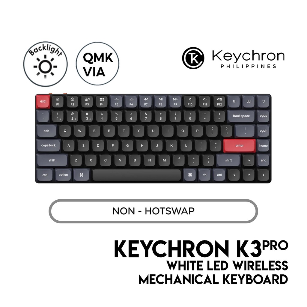 Keychron K3 Pro QMK Mechanical Keyboard 75%, Wired/Bluetooth, White ...