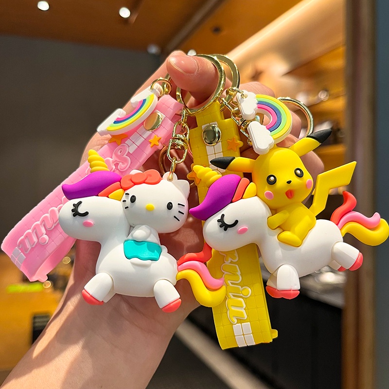 Unicorn, Pikachu, stick, Mickey, Minnie, hello kitty, cartoon PVC key ...