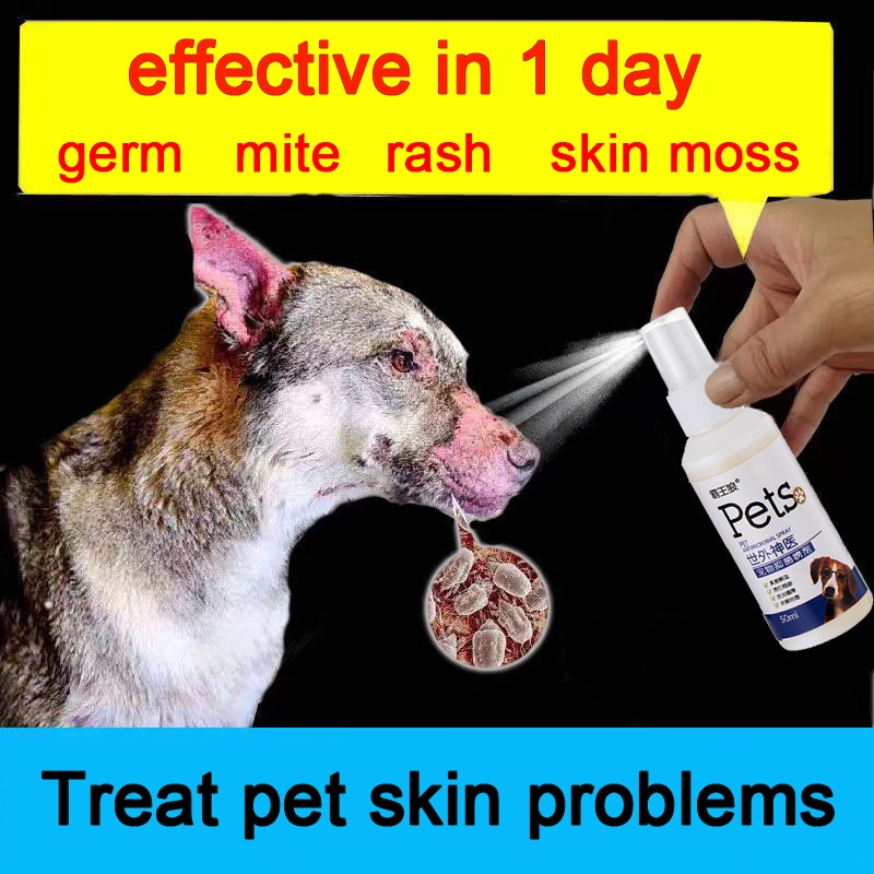 Dog Pet Skincare Spray Anti fungal removes mites pets Skin disease cure ...