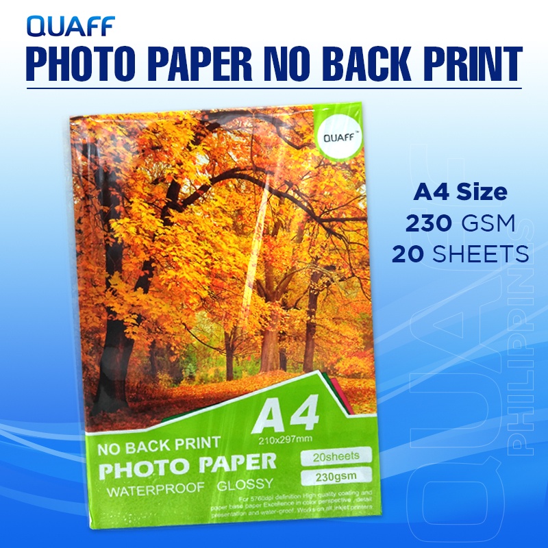 QUAFF No Back Print Glossy Photo Paper A4 Size Inkjet Photo Paper 200gsm - 230gsm - 250gsm 20 ...