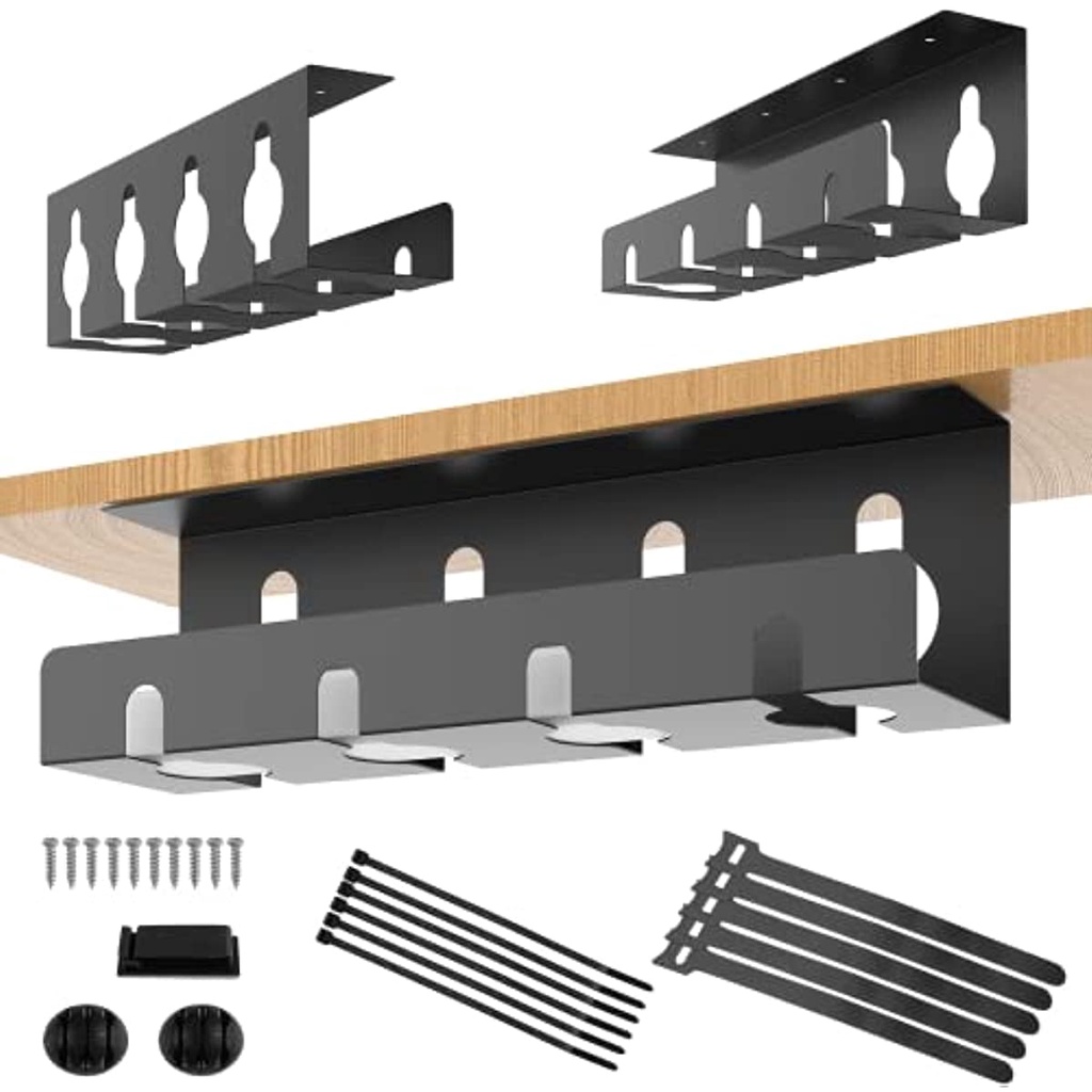 2 Pack 15.75 inch Metal Cable Management Tray Table Cable Raceway for ...