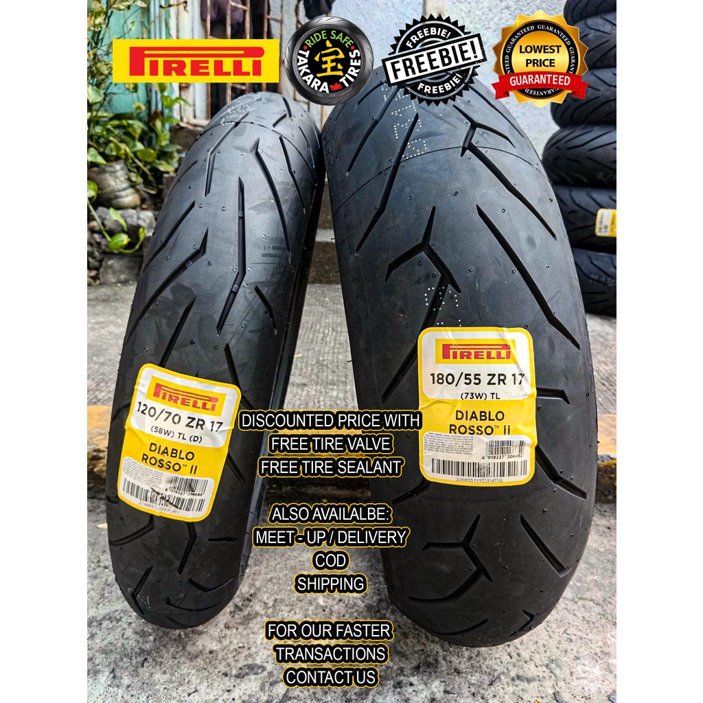 PIRELLI TIRE Diablo Rosso 2 PROMO SET TIRE by TAKARA TIRES, Motorcycle ...