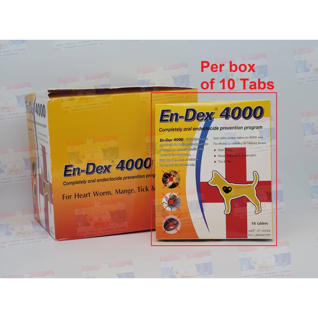 [PER BOX] Endex 4000 / 8000 Oral Edectocide Prevention En-Dex for Ticks ...