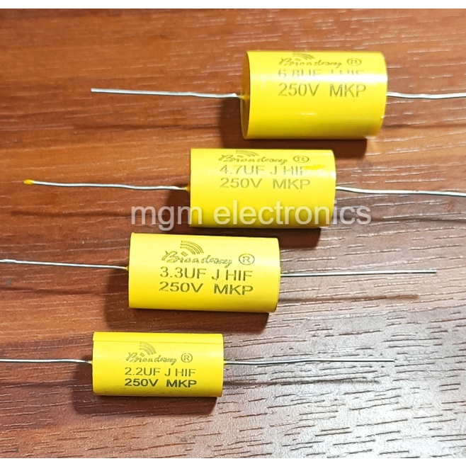 1pc non polar capacitor 250v 2.2/ 3.3/ 4.7/ 6.8 micro farad MKP (YELLOW ...