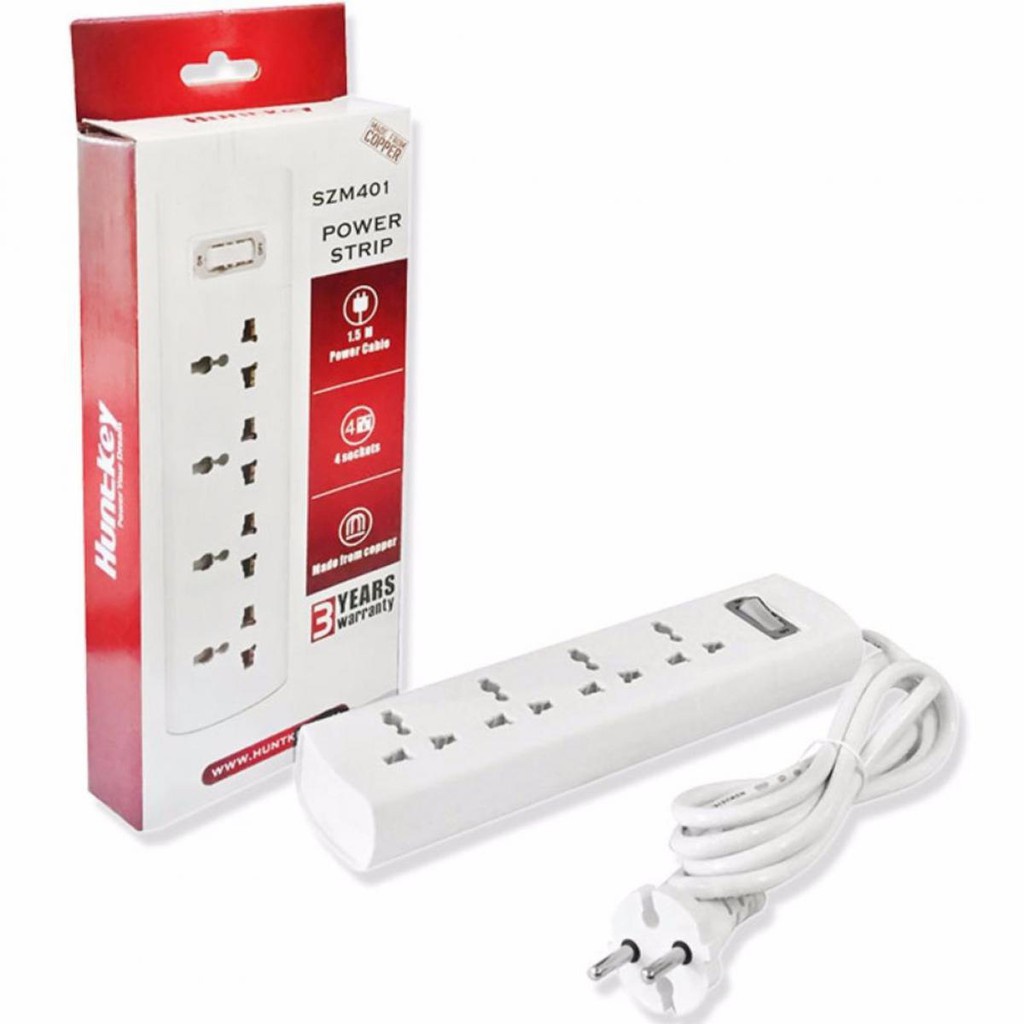 Huntkey 4 Socket Surge Protector Power Strip Power Extension SZM401 ...