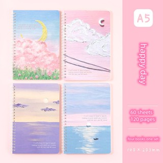 A5 oil painting coil notepad flip spiral notebook ins style Landscape ...