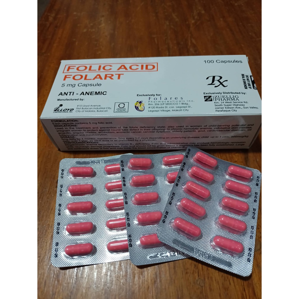 Folic Acid Folart 5mg capsule (Sold 10 pcs per banig) | Shopee Philippines