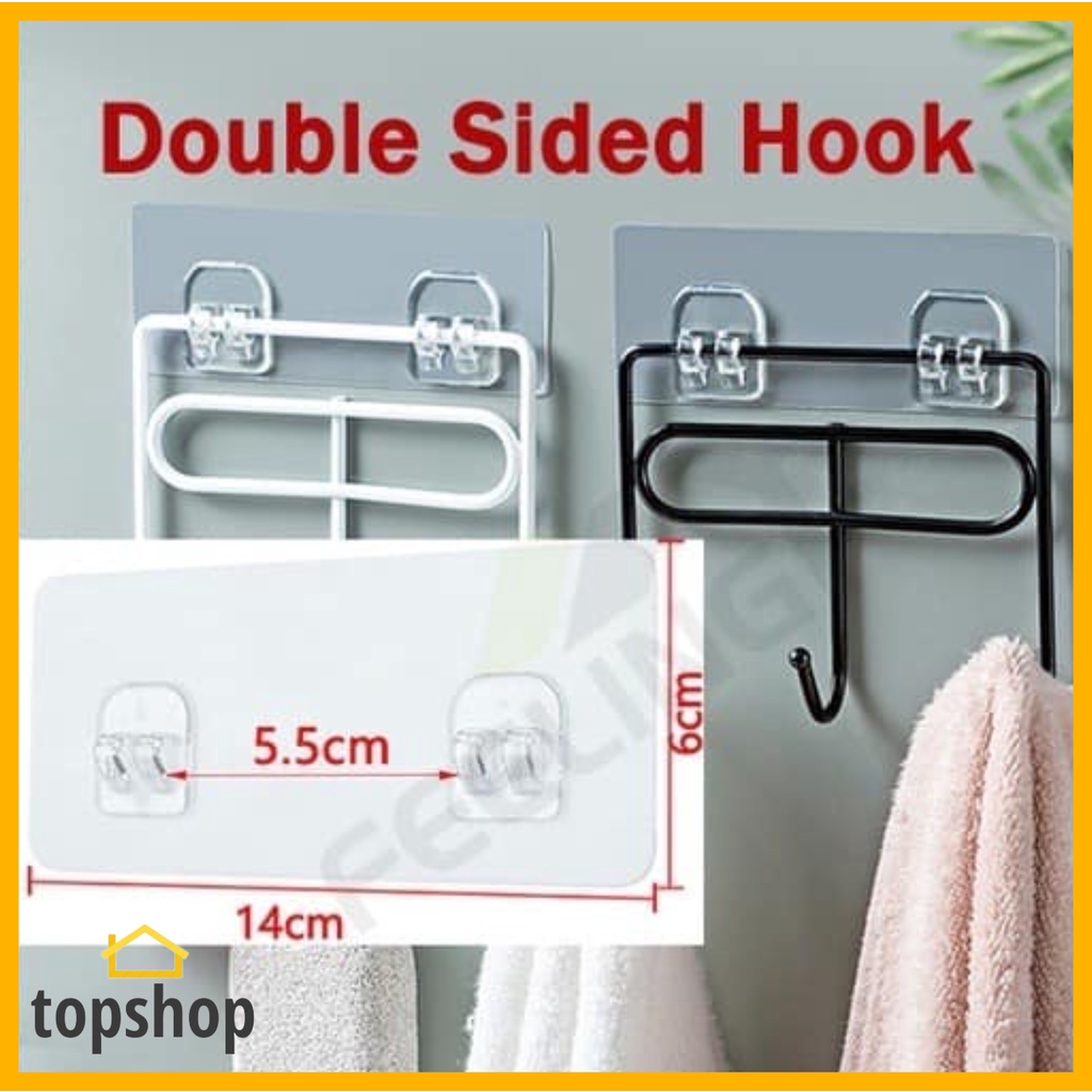 TOPSHOP Double Sided Wall Hooks, Self-adhesive Hanger Hook Organizer ...