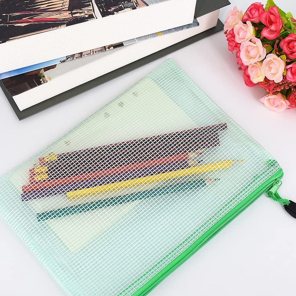 A5 Mesh Frosted Zipper Pouch Plastic Envelope Organizer School Supplies ...