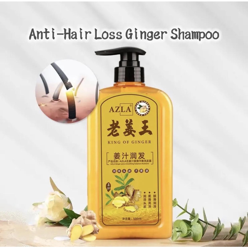 500ml ginger Hair Shampoo Fast Regrowth Hair Thick Anti-Hair Loss Anti ...