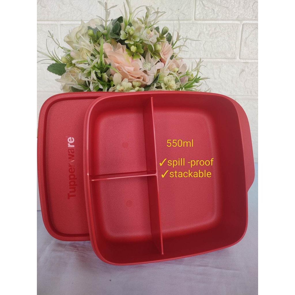 Tupperware Square Divided Lunch Box | Shopee Philippines