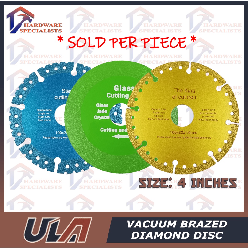 ULA Vacuum Brazed Diamond Disc 4 inches for Steel, Glass or Iron ...