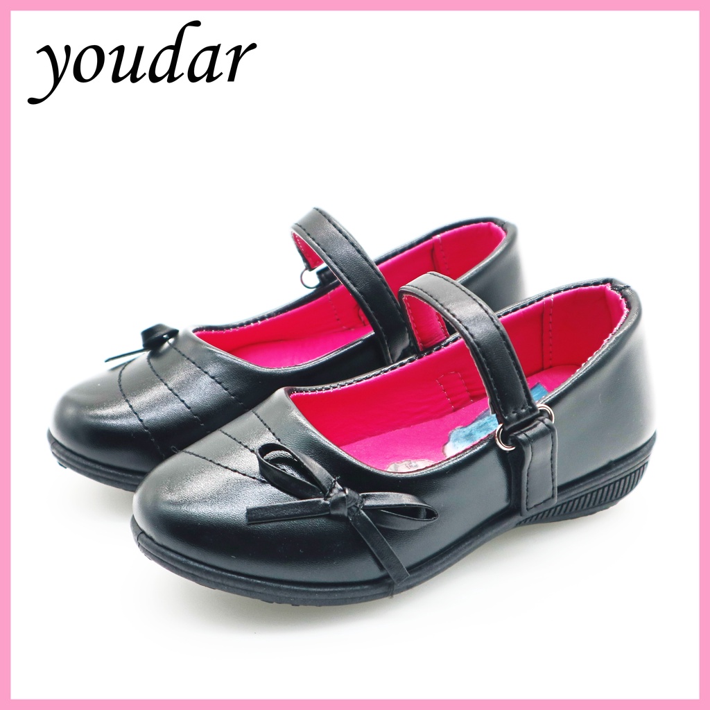 Girl fashion School black shoes for kids 233 | Shopee Philippines