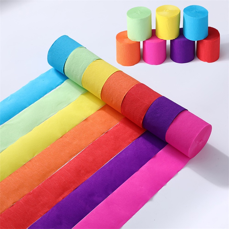 5pcs Party Streamer Colored Crepe Paper Roll Crinkled Crepe Paper DIY ...