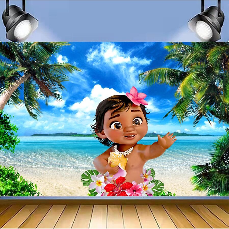Summer Baby Moana Backdrop Beach Ocean Birthday Photo Tropical Beach ...