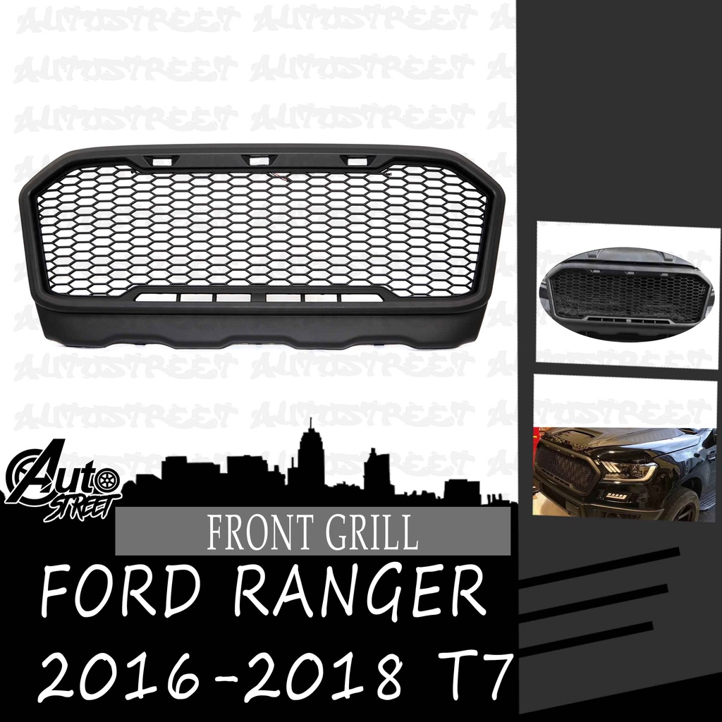 Ford Ranger 2016-2018 T7 Front Grill with LED Light (Black) | Shopee ...