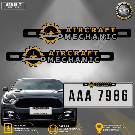AIRCRAFT MECHANIC Car License Plate Emblem Accessories 1 pair front and ...