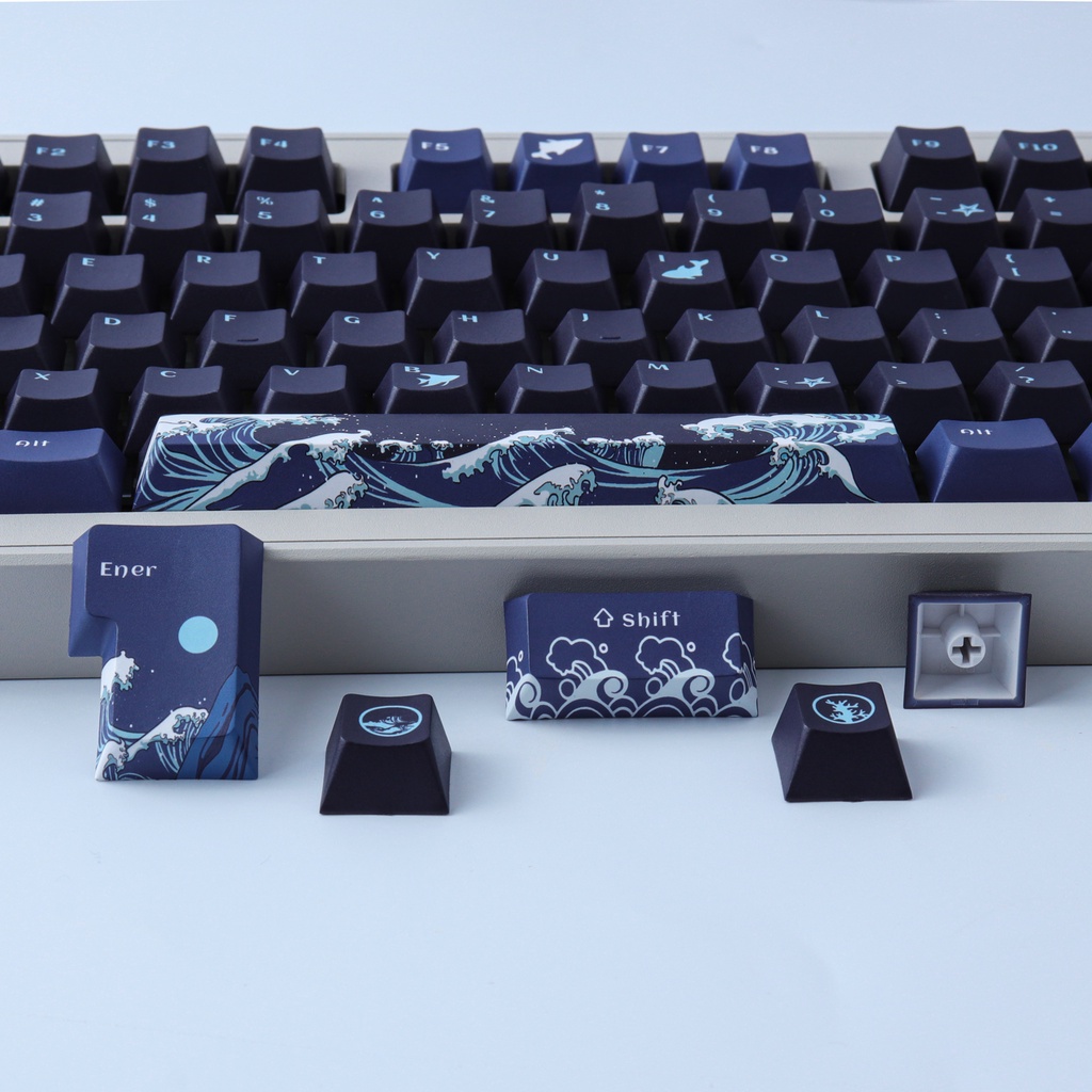 Black coral sea Keycaps 129 Keys PBT Cherry Profile DYE-SUB ...