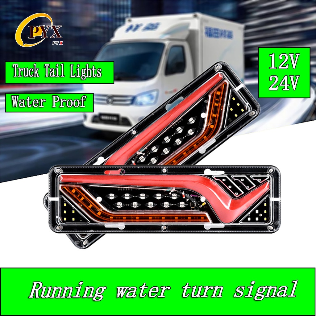 2pcs 12V 24V LED Car Truck Lorry Brake Light Stop Turn Rear Tail ...