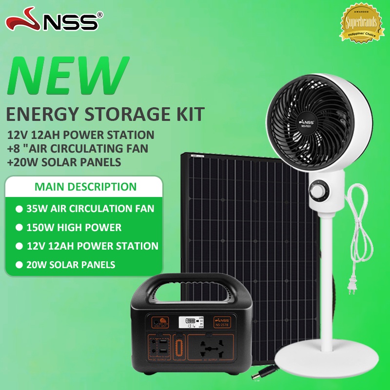 Nss solar power staion and and solar panel and electrical fan | Shopee ...
