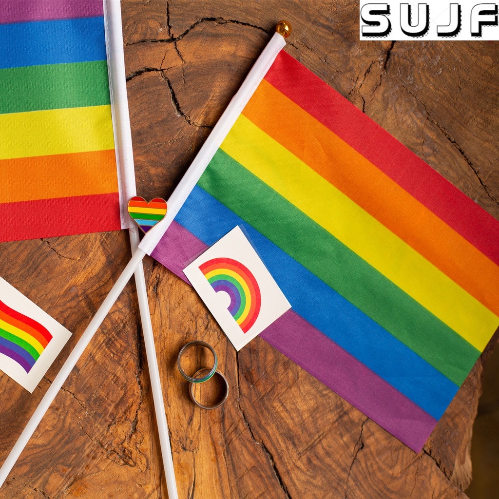 10PCS Small Rainbow Flag Polyester Hand Waving Flags Pride Banners ...