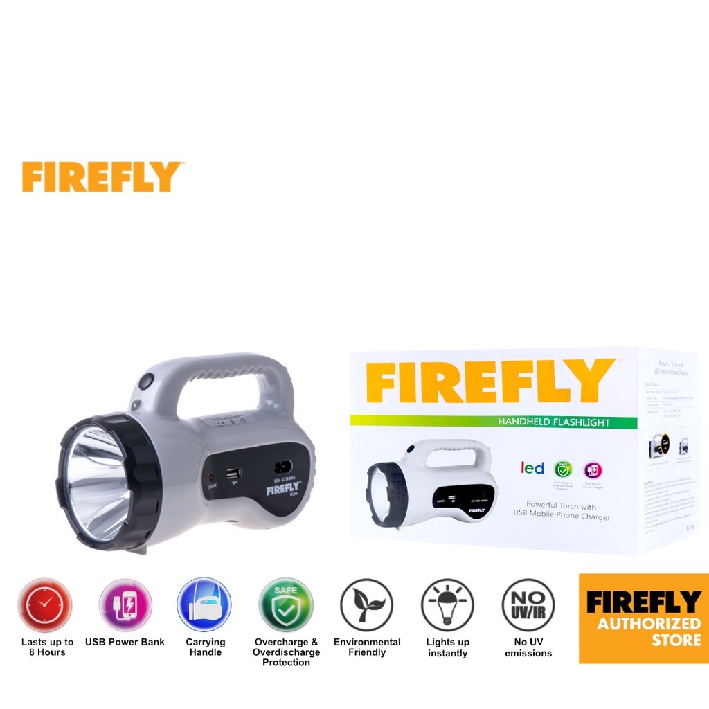 Firefly LED Powerful Torch Light Flashlight w/ USB Power Bank FEL556 ...
