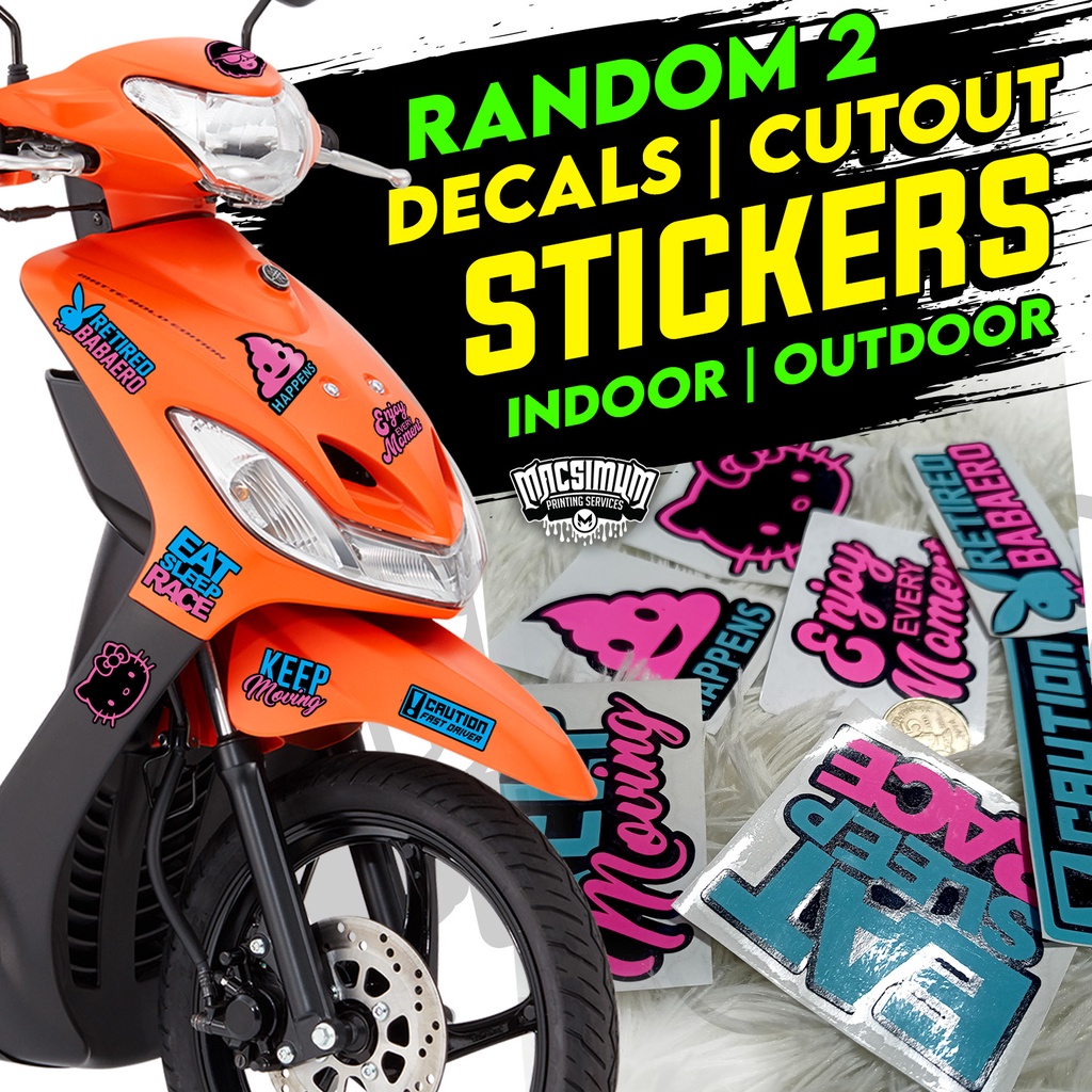 STICKER DECALS CUTOUT | RANDOM 2 | WATER PROOF INDOOR OUTDOOR | Shopee ...