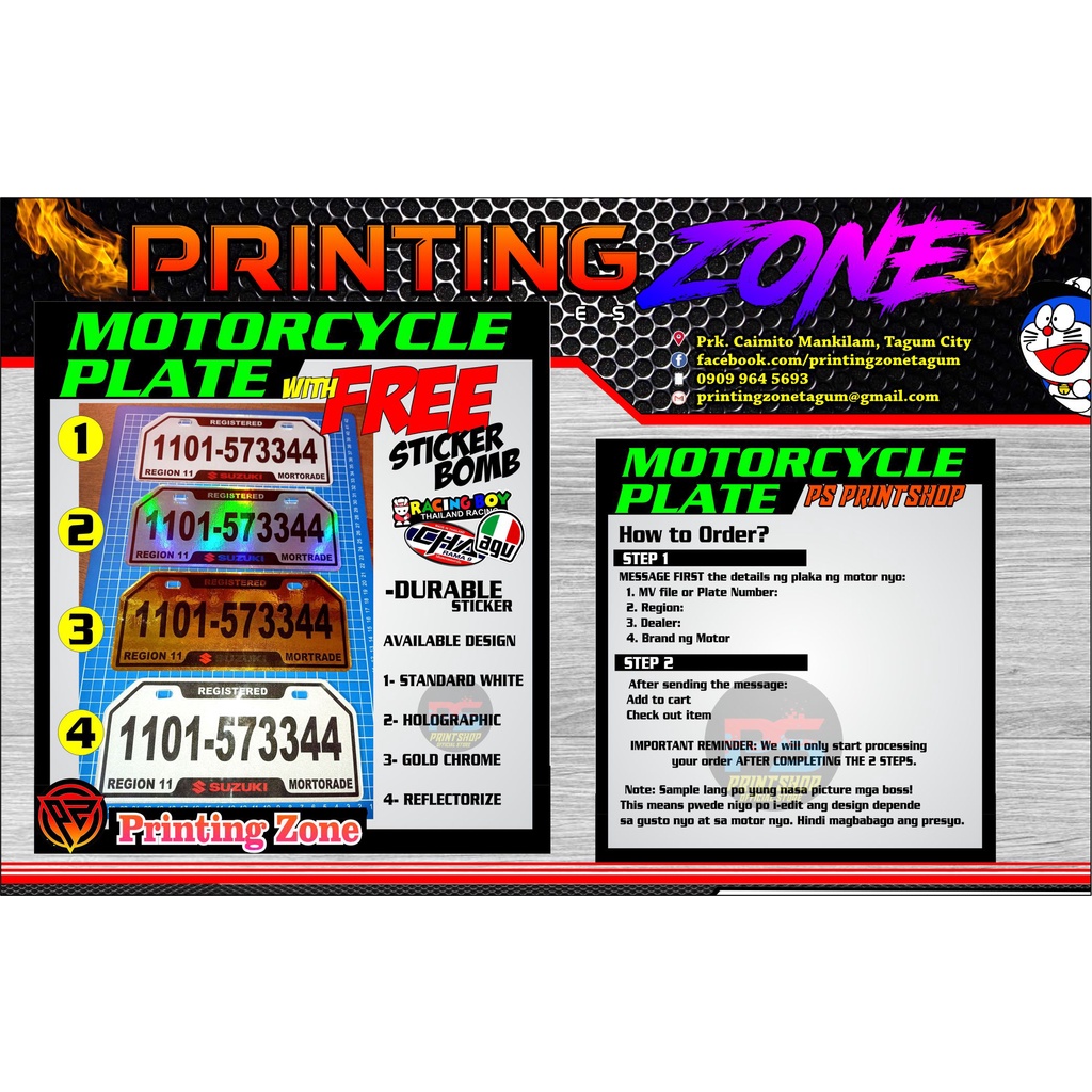 MOTORCYCLE PLATE NUMBER (3mm acrylic - makapal) | Shopee Philippines