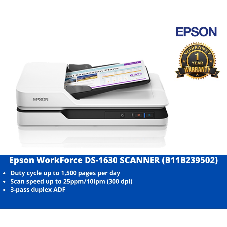 Epson WorkForce DS-1630 Document Flatbed Scanner | Shopee Philippines