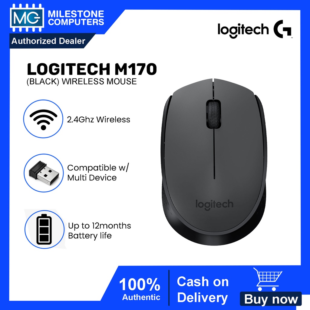Logitech M170 Wireless Mouse Black for PC & Laptop | Shopee Philippines