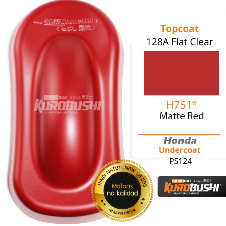 SAMURAI H751 Honda Matte Red Paint 400ml (use PS124 or 3/124 base color ...